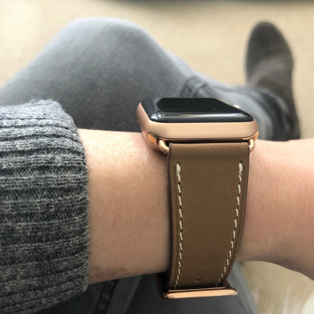 Caramel Brown Apple Watch Leather Band by Juxli Home. Handmade, stylish ...